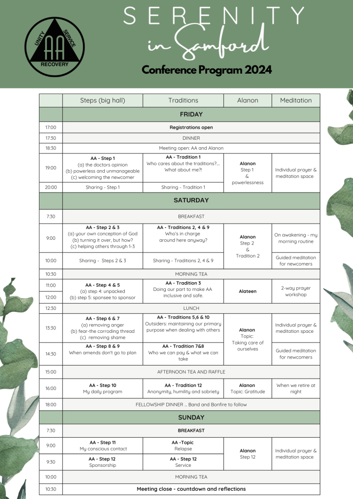 Program of Events – Serenity in Samford 2025